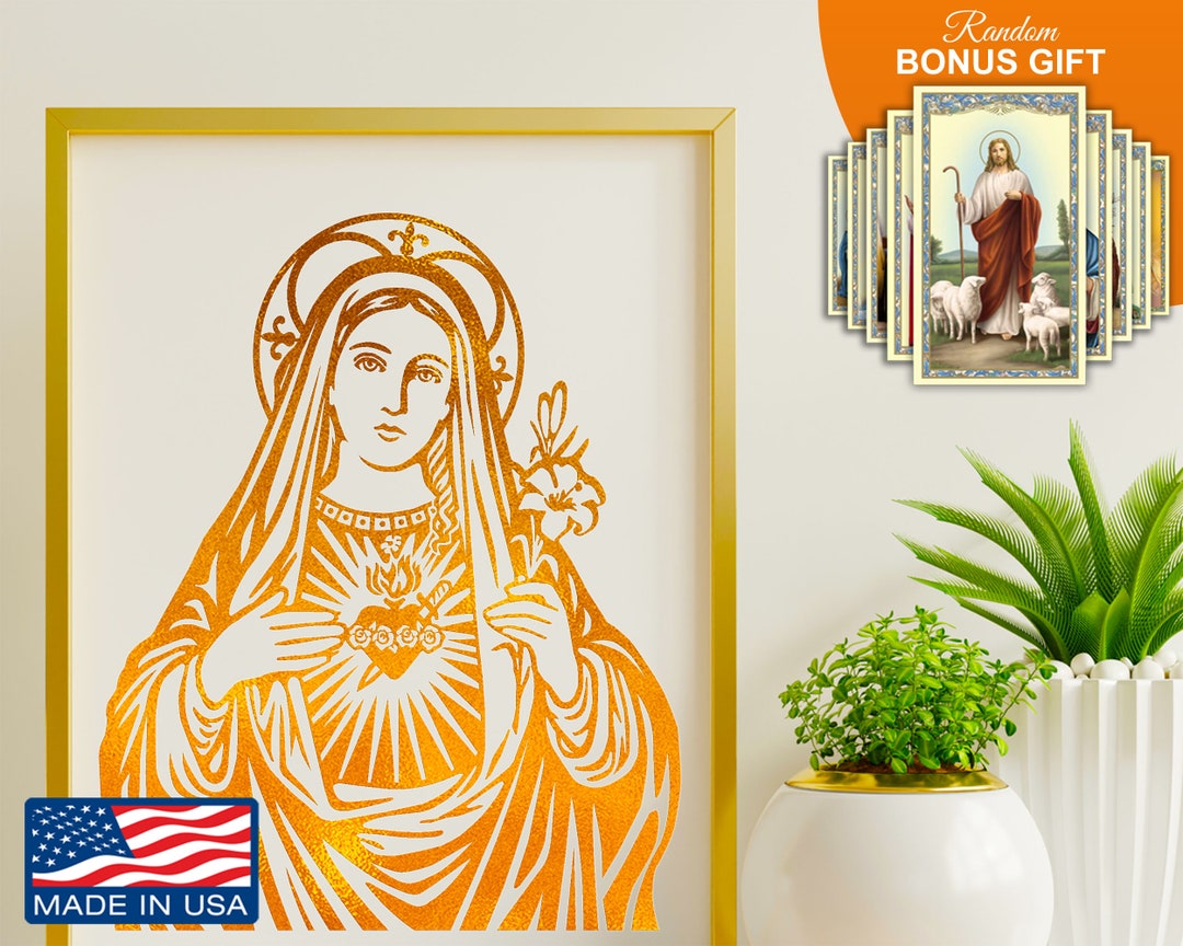 Immaculate Conception Mary Mother of the Savior Artwork Gold Foil 8x10 ...