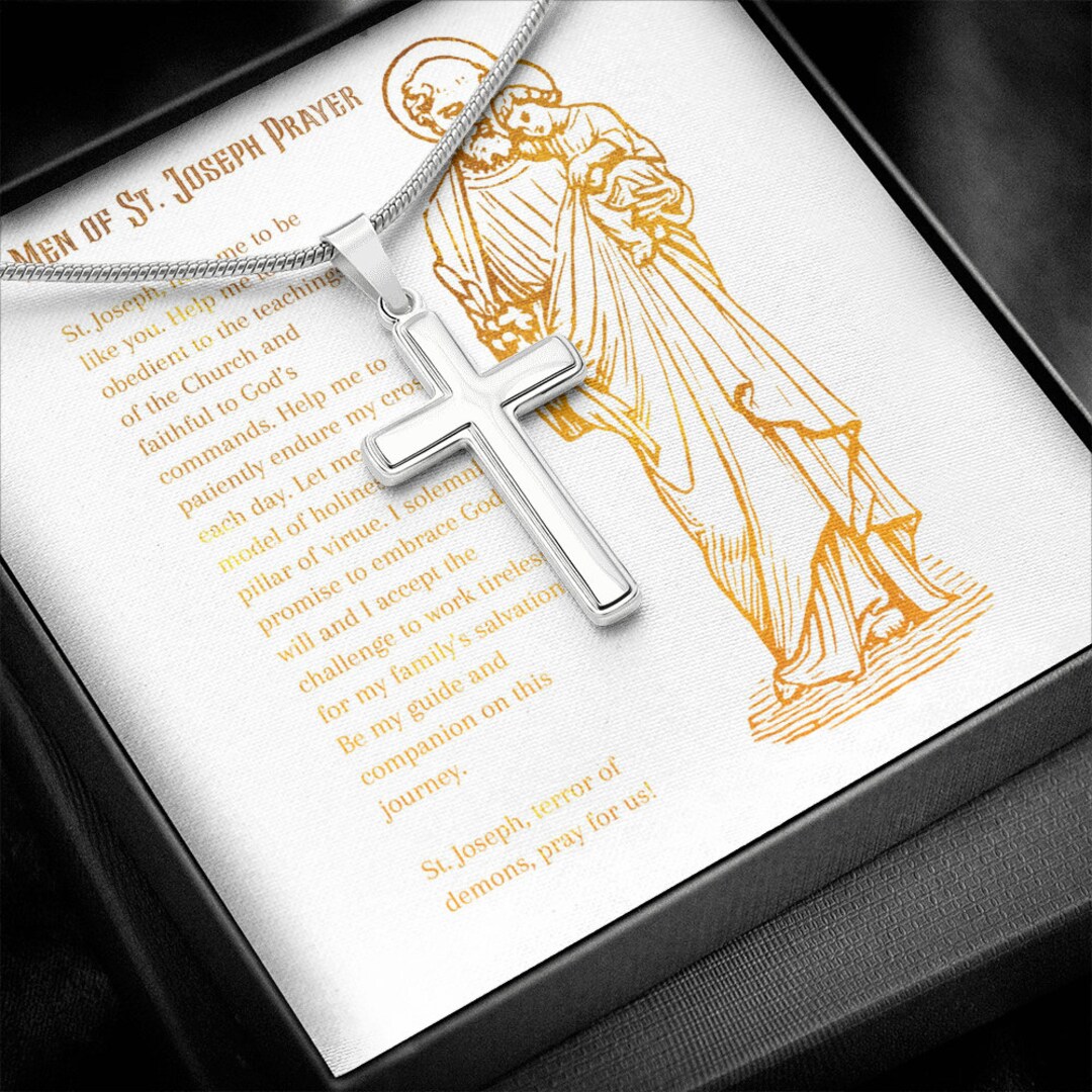 Cross Necklace With Men of Saint Joseph Prayer - Sacred Christian ...