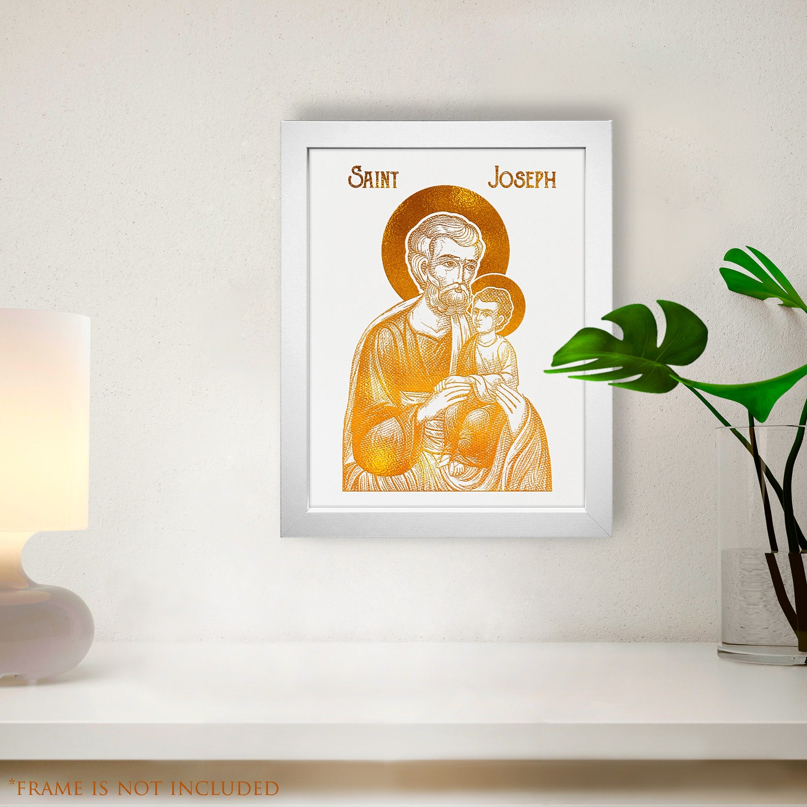 Saint Joseph Icon 8x10 in Real Gold Foil Print, Inspirational Catholic ...