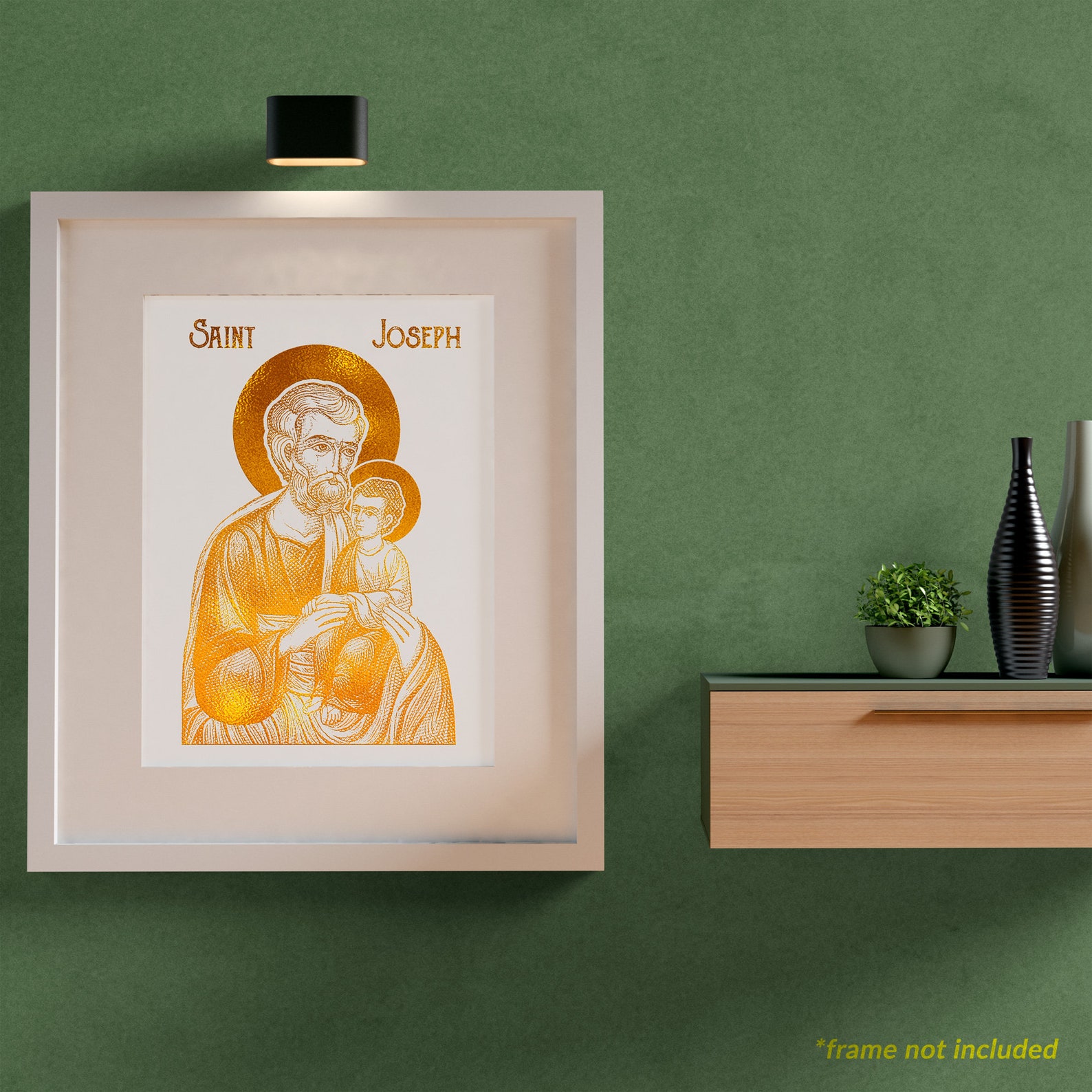 Saint Joseph Icon 8x10 in Real Gold Foil Print, Inspirational Catholic ...