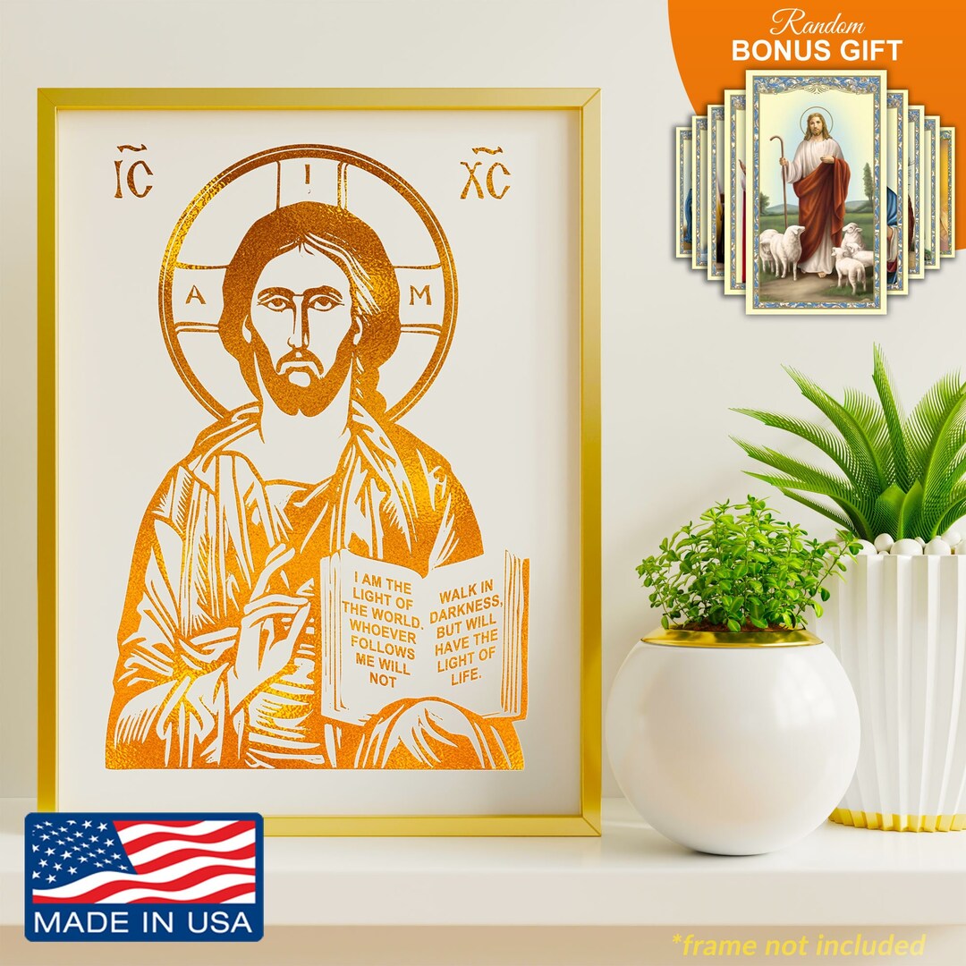 Jesus Christ the Teacher Icon - 8x10 in Handmade Gold Foil Art Prints ...