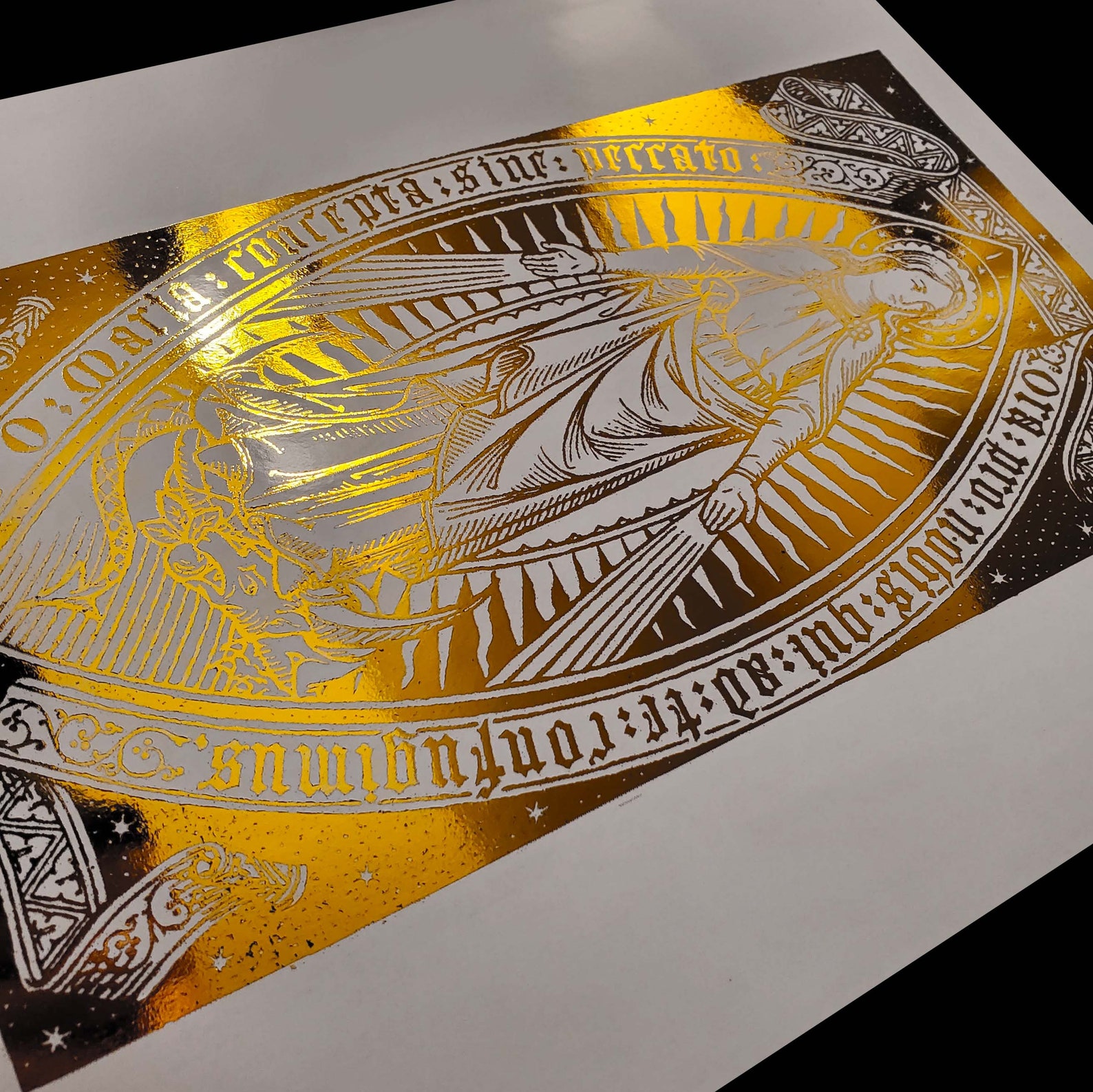 Immaculate Conception Mary Mother of the Savior Artwork Gold Foil 8x10 ...