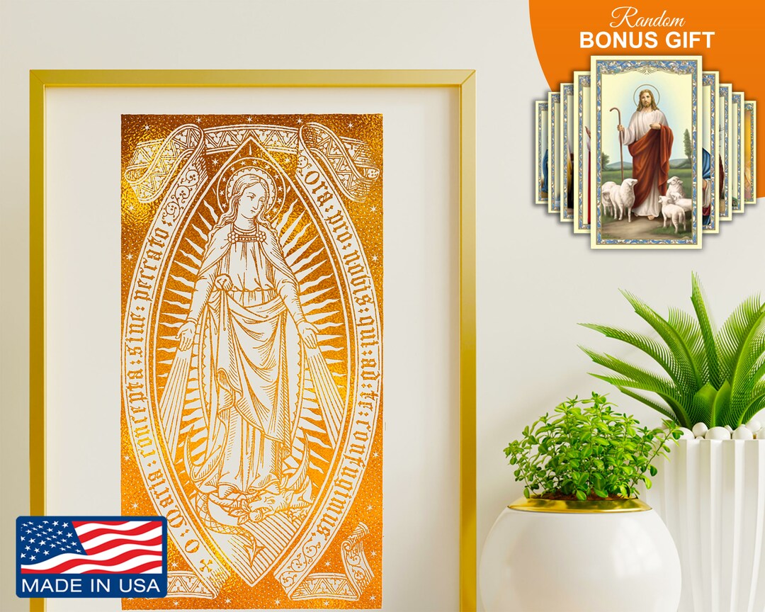 Immaculate Conception Mary Mother of the Savior Artwork Gold Foil 8x10 ...