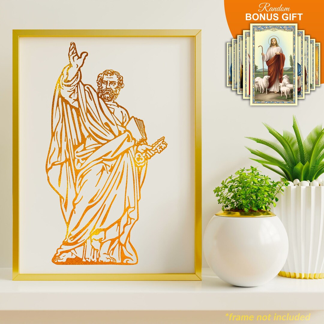 Saint Peter, Disciple of Jesus, 8x10in Handmade Gold Foil Wall Art ...