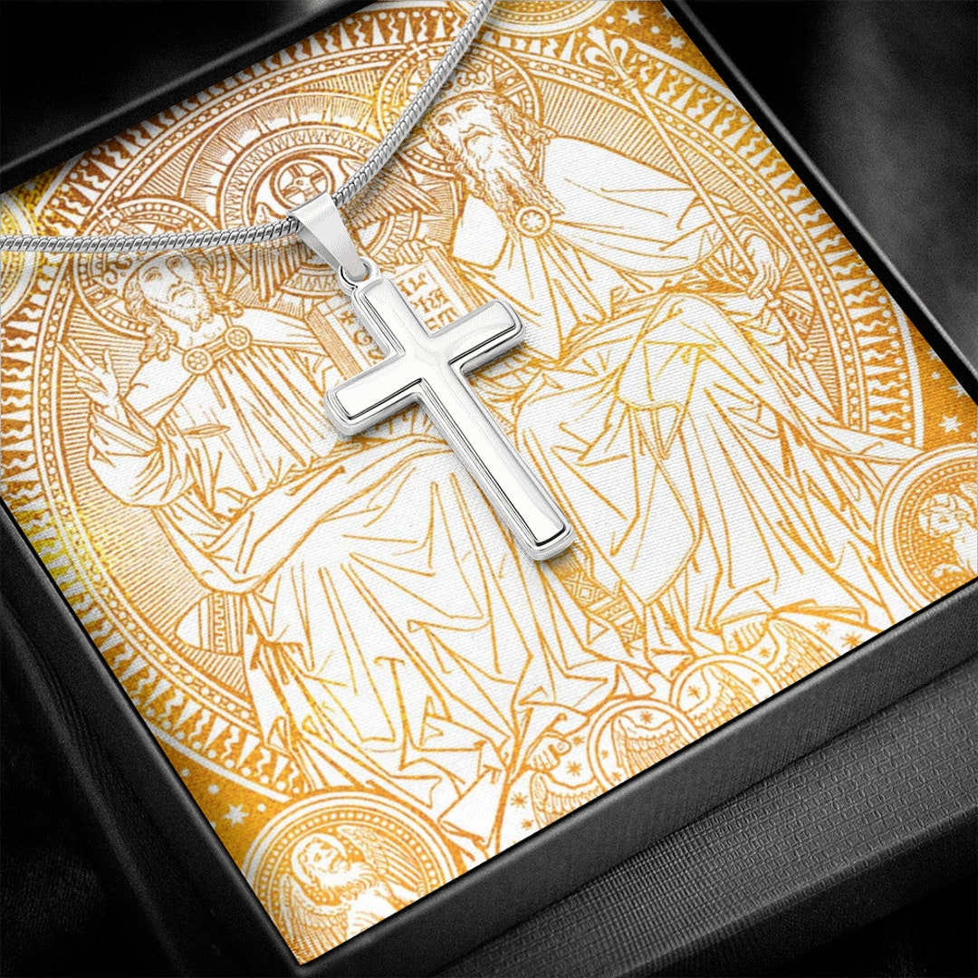 Cross Necklace With Holy Trinity God the Father the Son and Holy Spirit ...