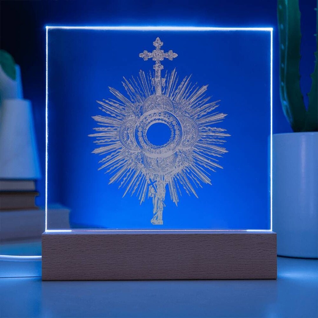 Holy Eucharist - LED Light Clear Acrylic Square Plaque Sign Decor With ...