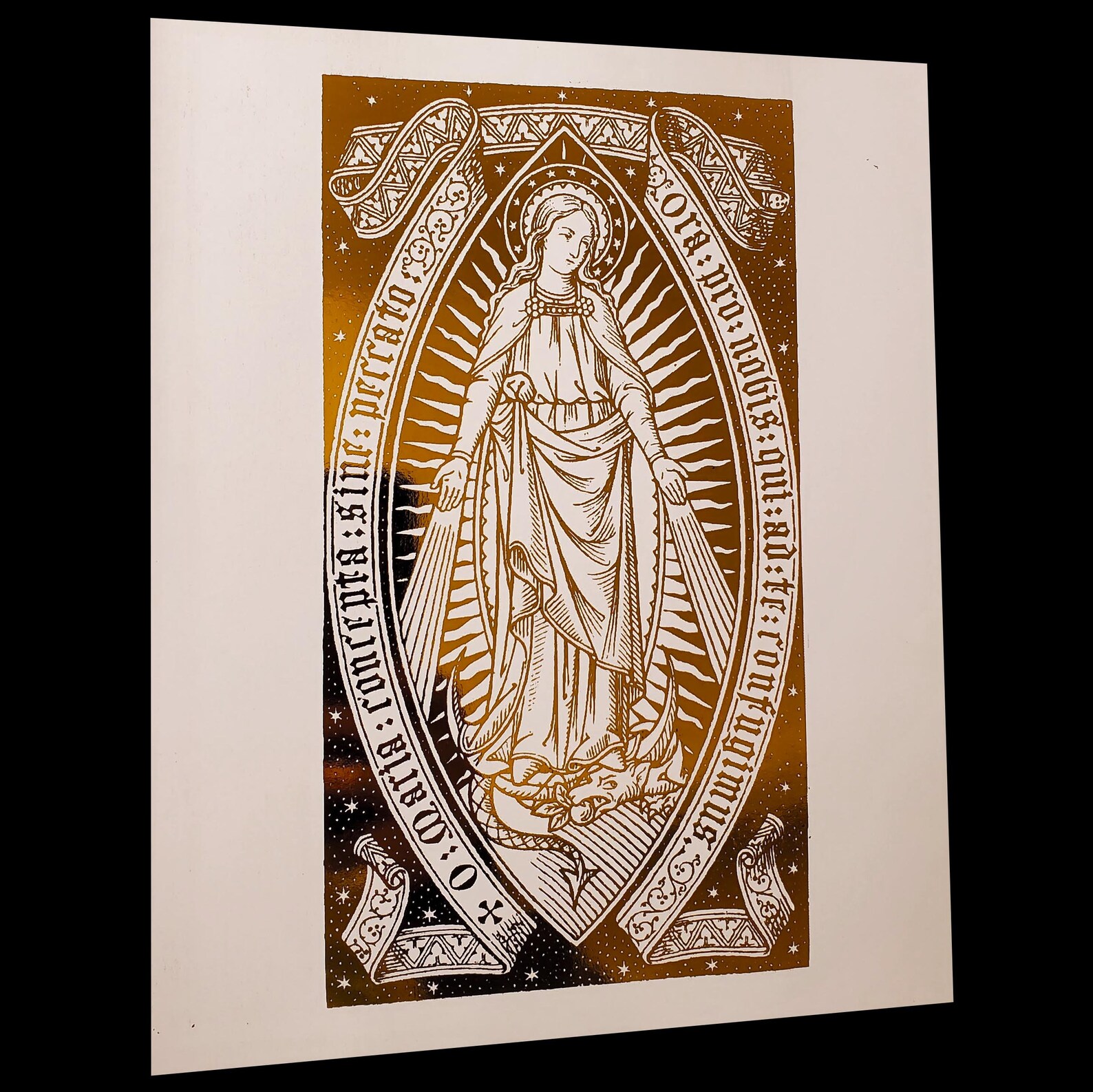 Immaculate Conception Mary Mother of the Savior Artwork Gold Foil 8x10 ...