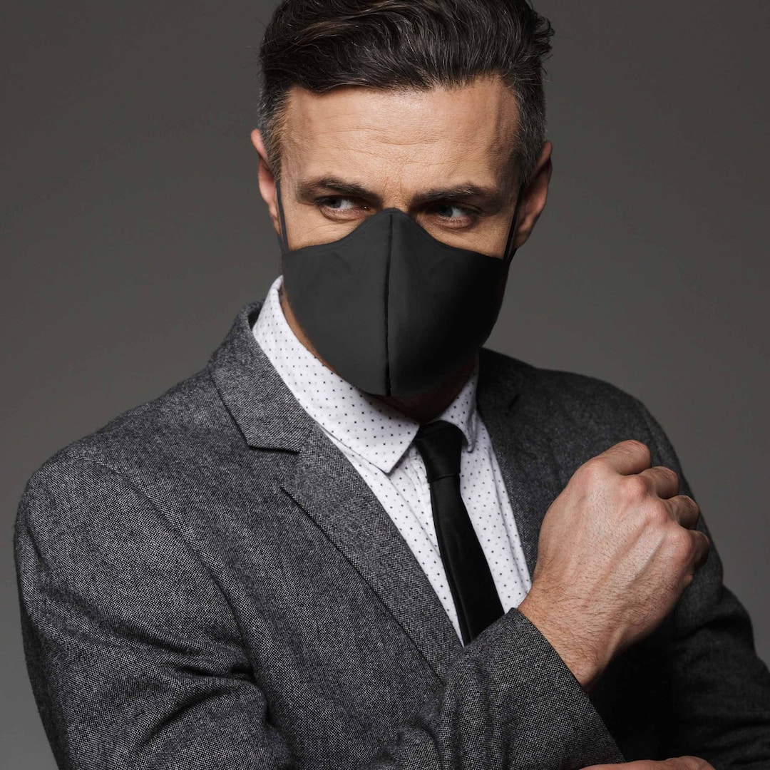 Nano Copper Nano Silver 4-layer Water Resistant Black Fabric Face Mask ...