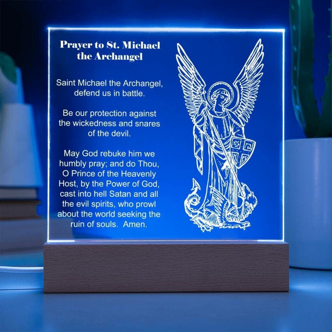 Saint Michael the Archangel Prayer, Clear Acrylic Square Plaque Sign ...