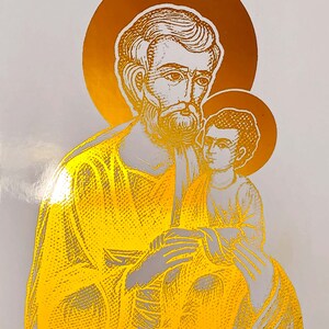 Saint Joseph Icon 8x10 in Real Gold Foil Print, Inspirational Catholic ...