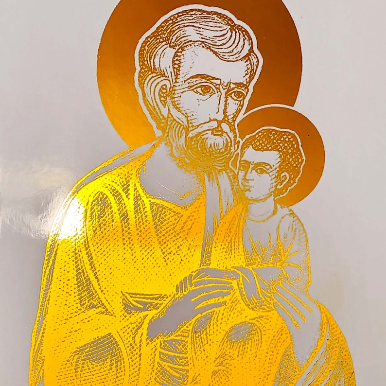 Saint Joseph Icon 8x10 in Real Gold Foil Print, Inspirational Catholic ...