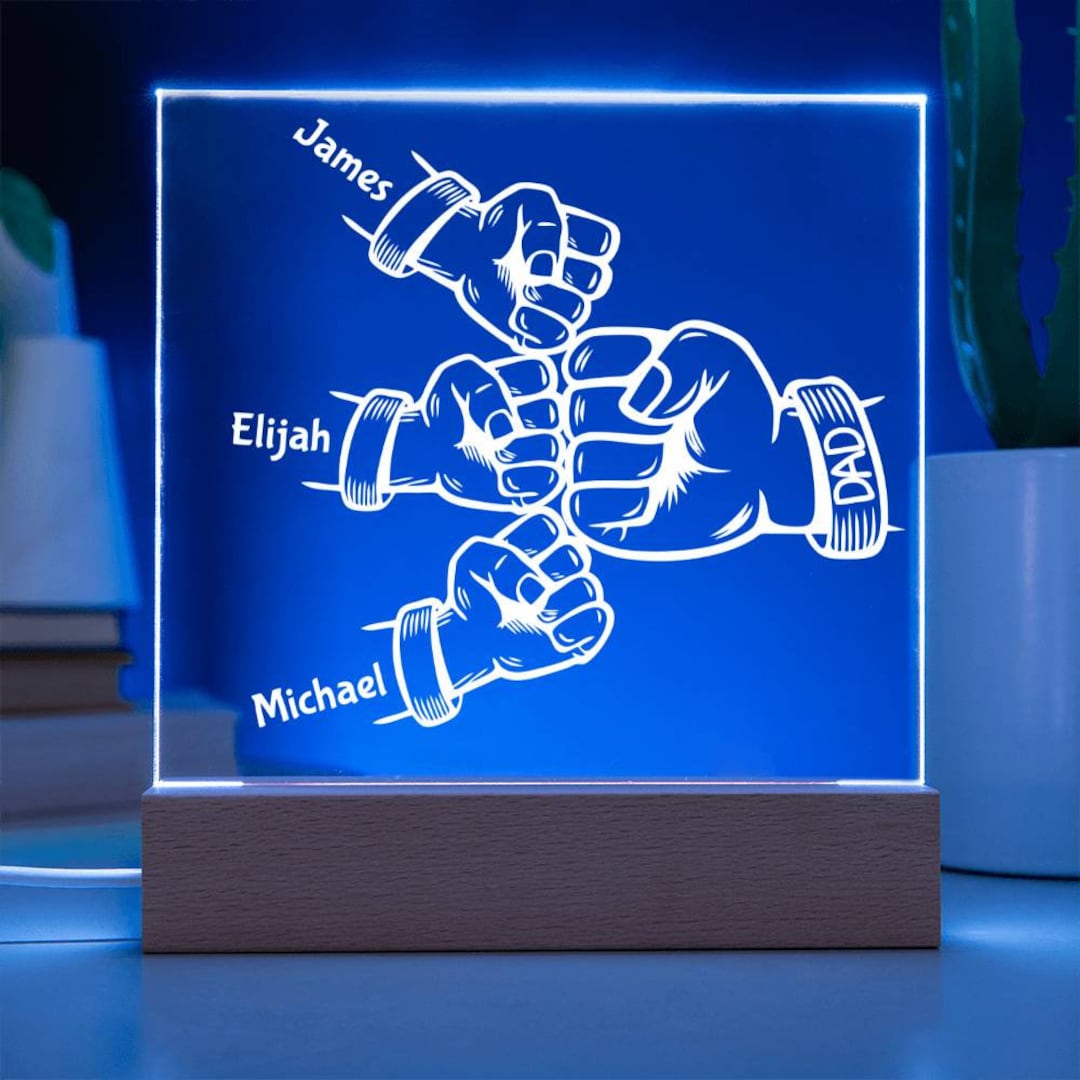 Personalized LED Fist Bump Dad and Kids Graphics Display Acrylic Sign ...