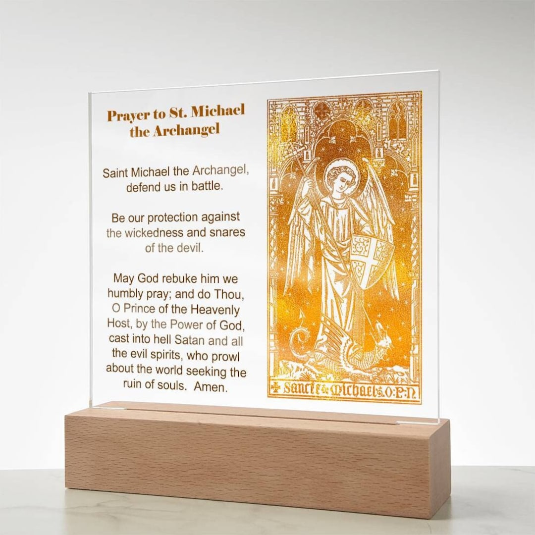 Saint Michael the Archangel Prayer, Clear Acrylic Square Plaque Sign ...