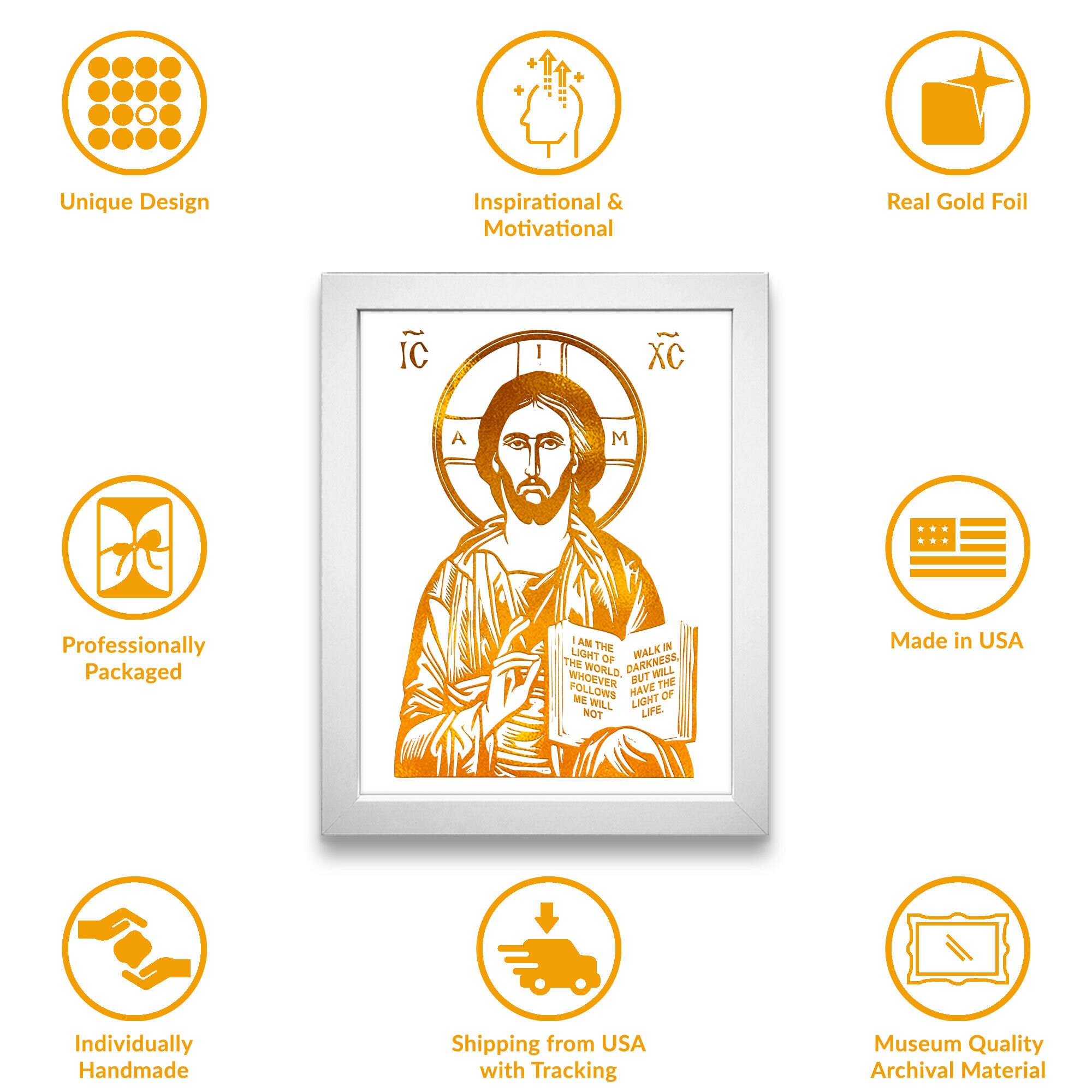 Jesus Christ the Teacher Icon - 8x10 in Handmade Gold Foil Art Prints ...