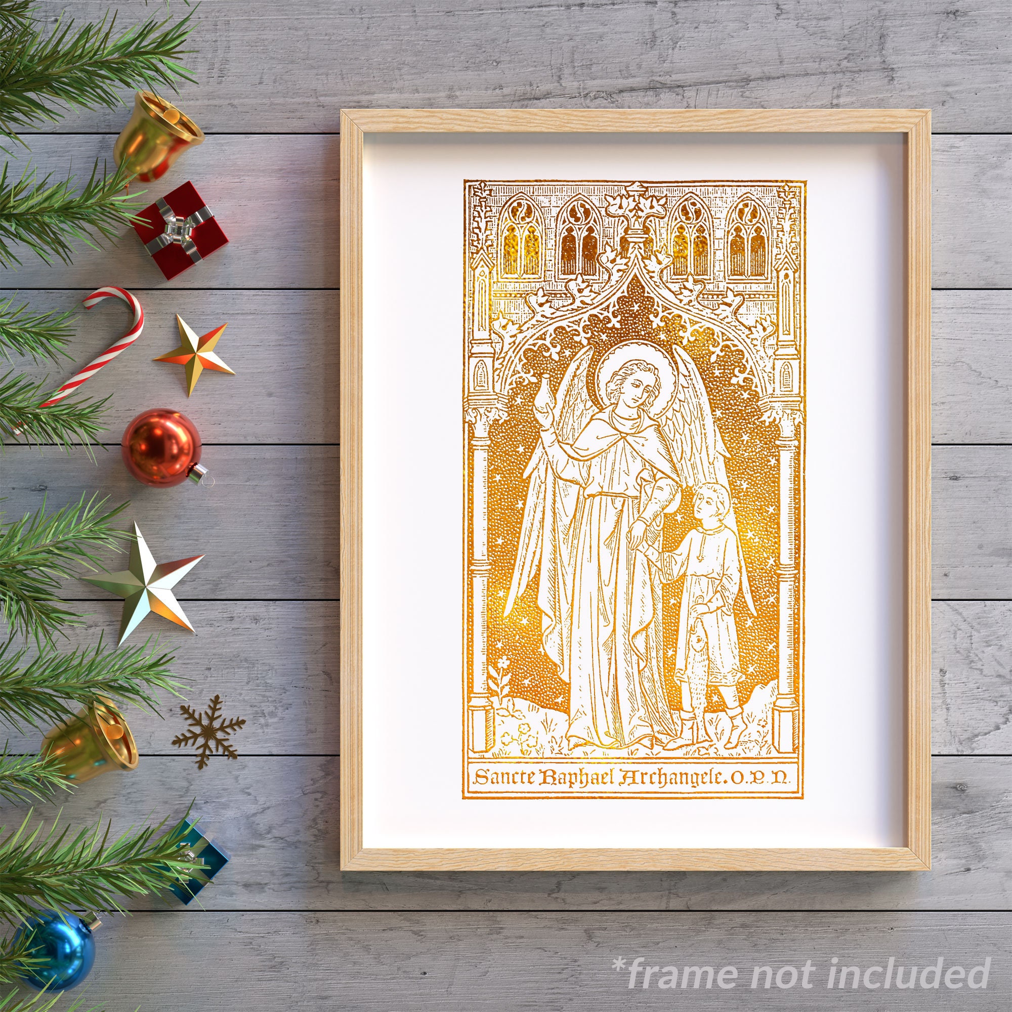 St. Raphael Archangel 8x10 in Real Gold Foil Print, Inspirational ...