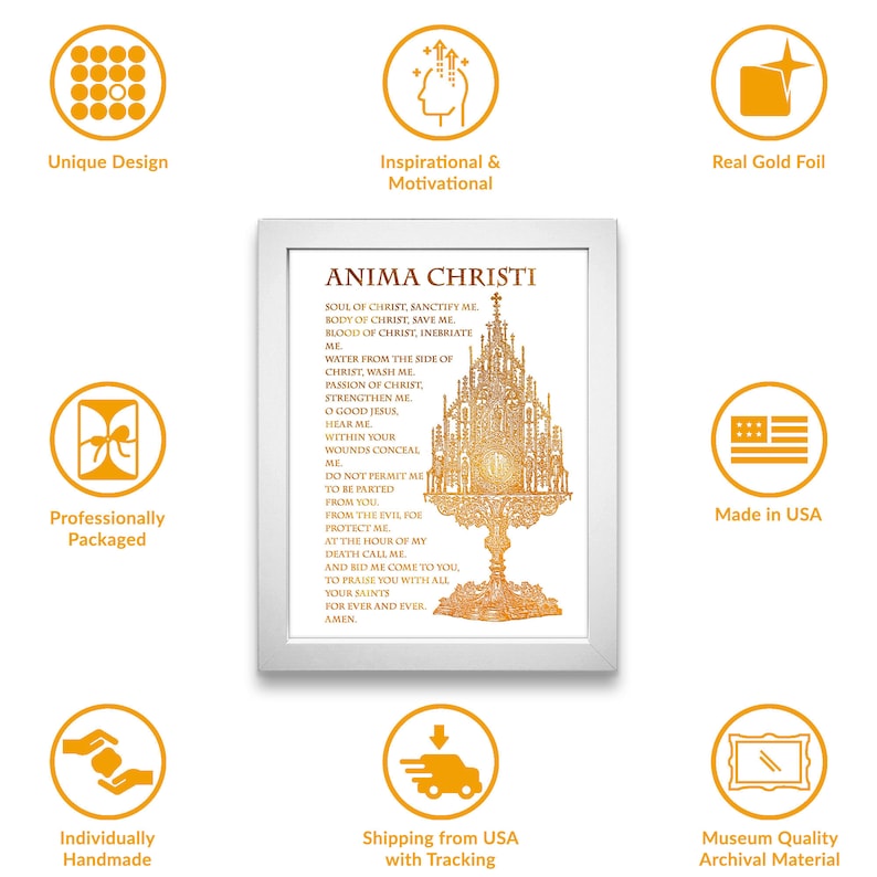 Anima Christi Prayer With Holy Eucharist - Gold Foil 8x10 in Art Print ...