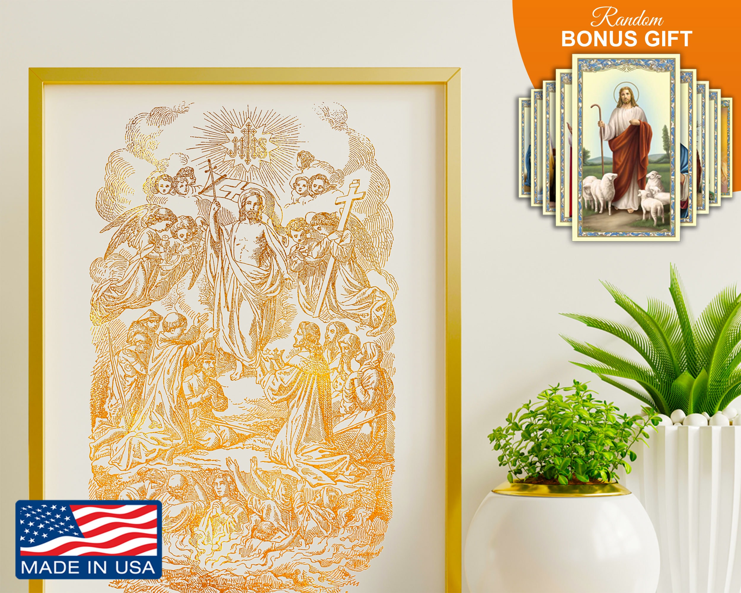 Jesus - Easter Resurrection 8x10 in Gold Foil Print, Inspirational ...