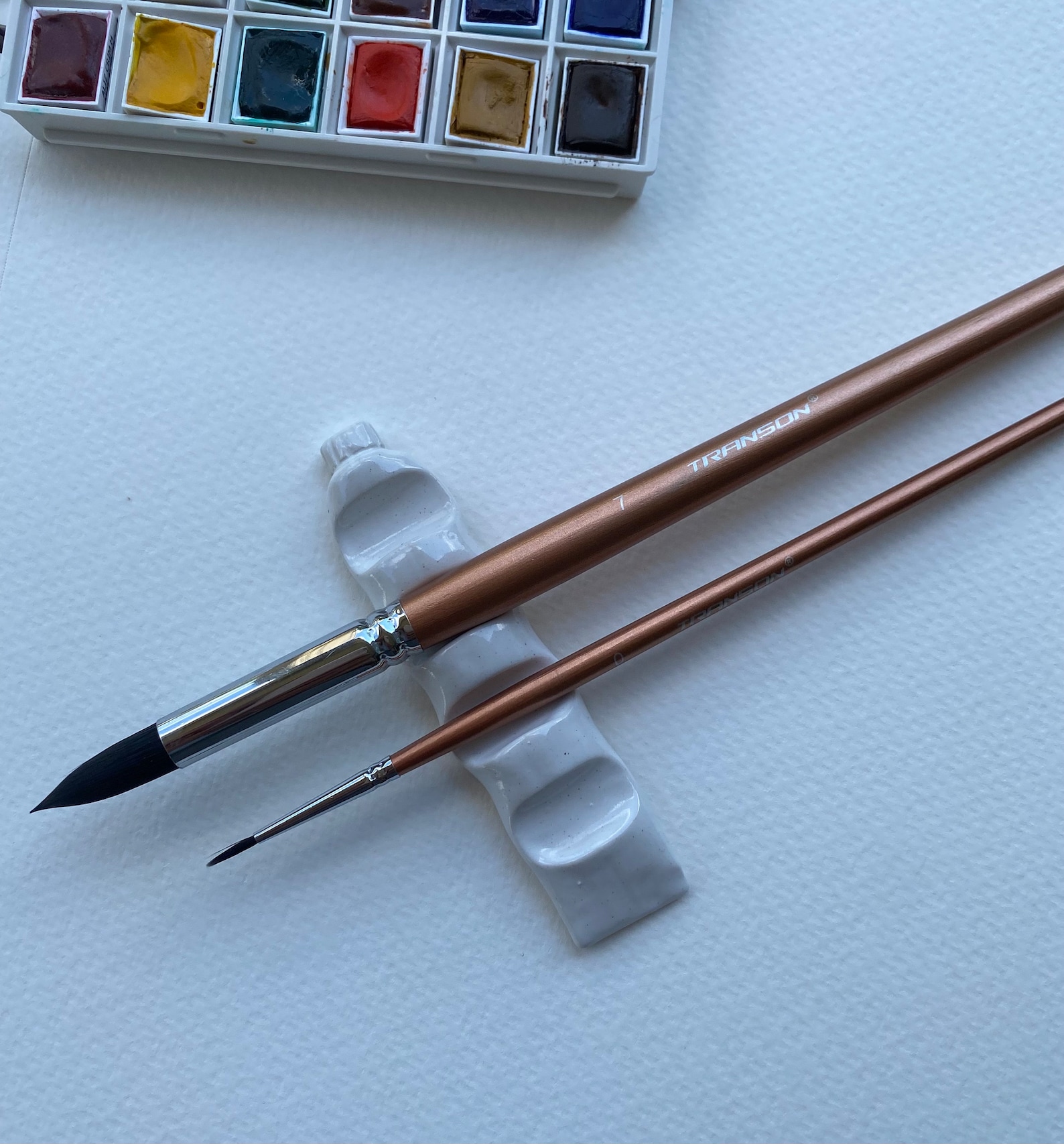 Paintbrush Rest. Ceramic Stand/holder for 4 Paintbrushes. White, in ...