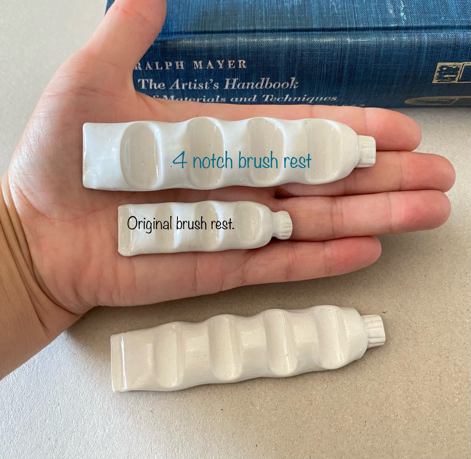 Paintbrush Rest. Ceramic Stand/holder for 4 Paintbrushes. White, in ...