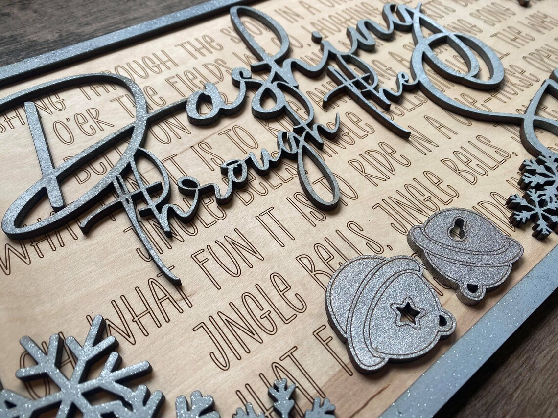Jingle Bells Dashing Through the Snow SVG Laser Ready Christmas Carol ...