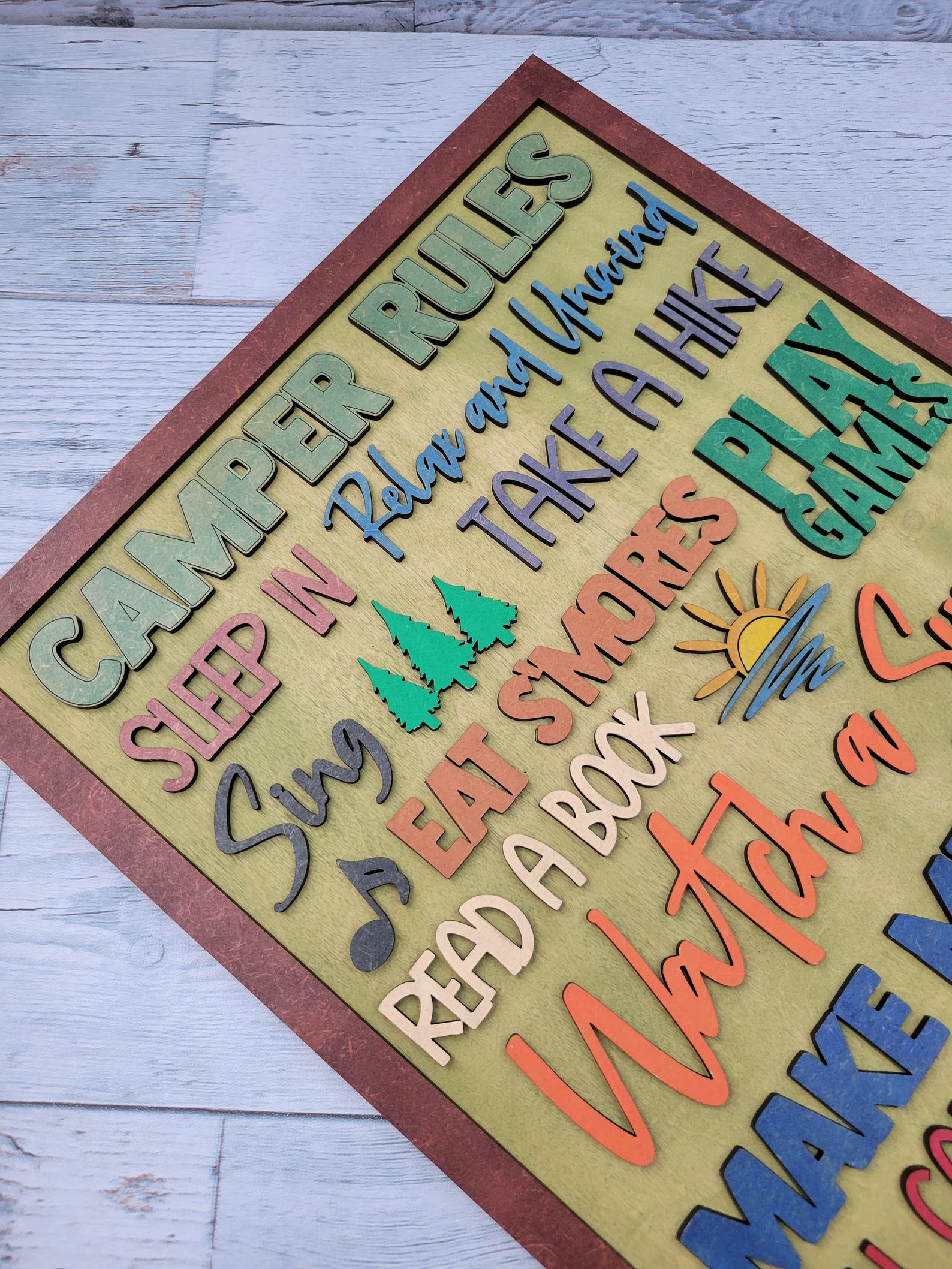 Camper Rules Laser Ready SVG File Camping Outdoors Word Art Sign Father ...