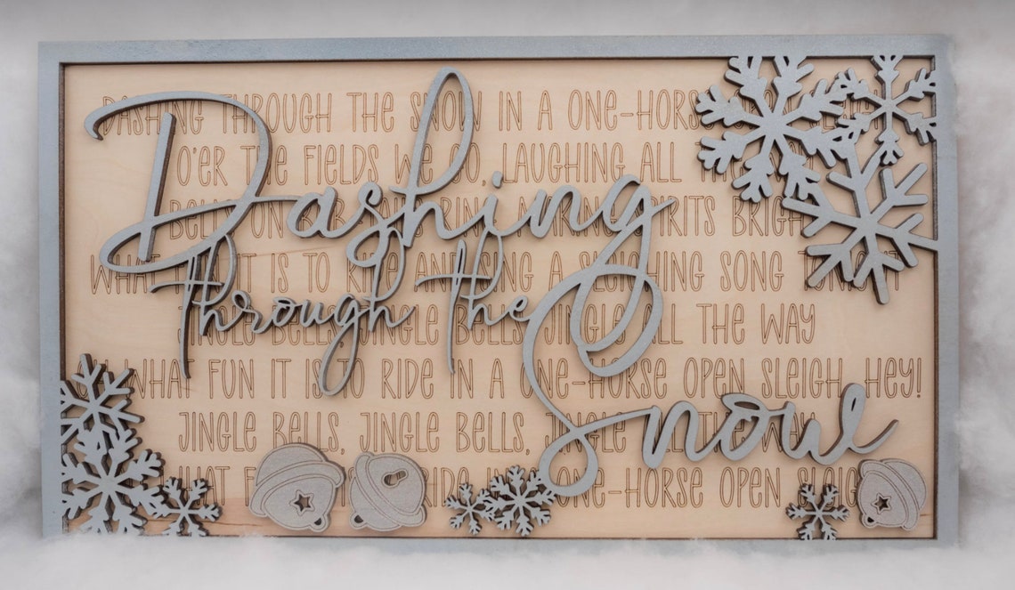 Jingle Bells Dashing Through the Snow SVG Laser Ready Christmas Carol ...