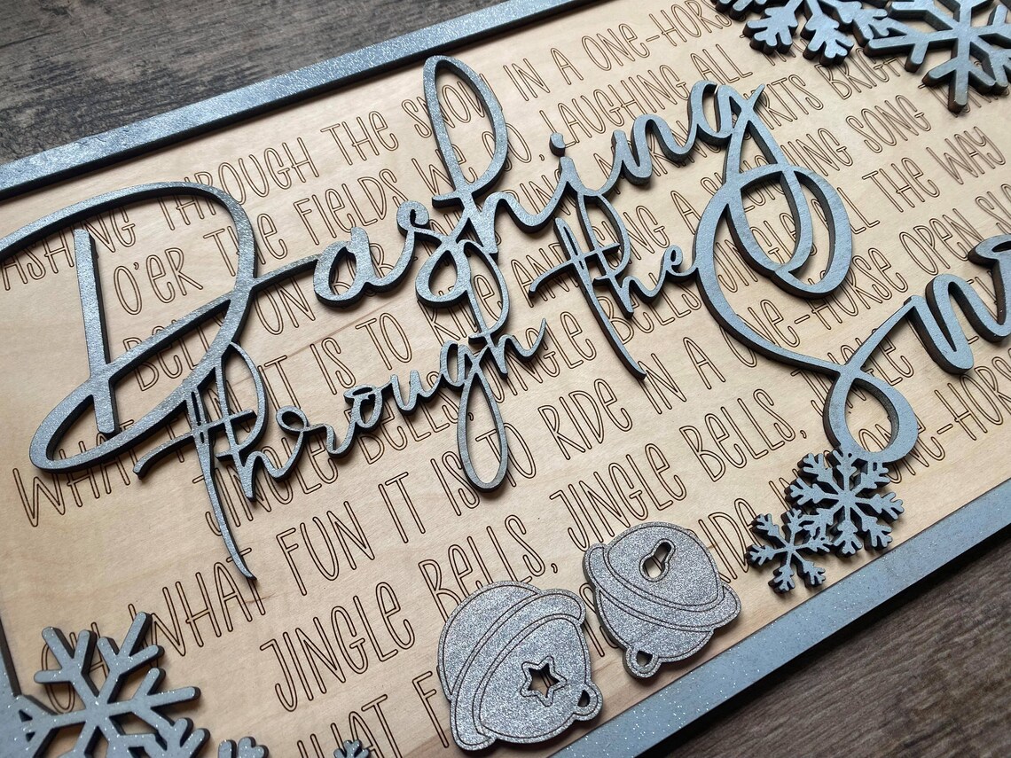 Jingle Bells Dashing Through the Snow SVG Laser Ready Christmas Carol ...