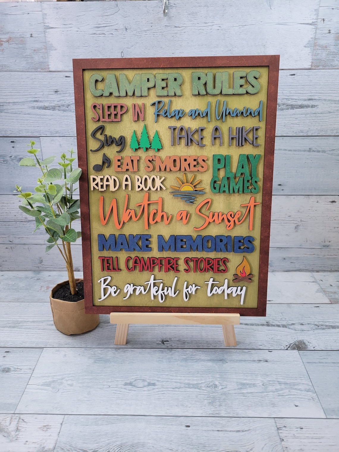 Camper Rules Laser Ready SVG File Camping Outdoors Word Art Sign Father ...