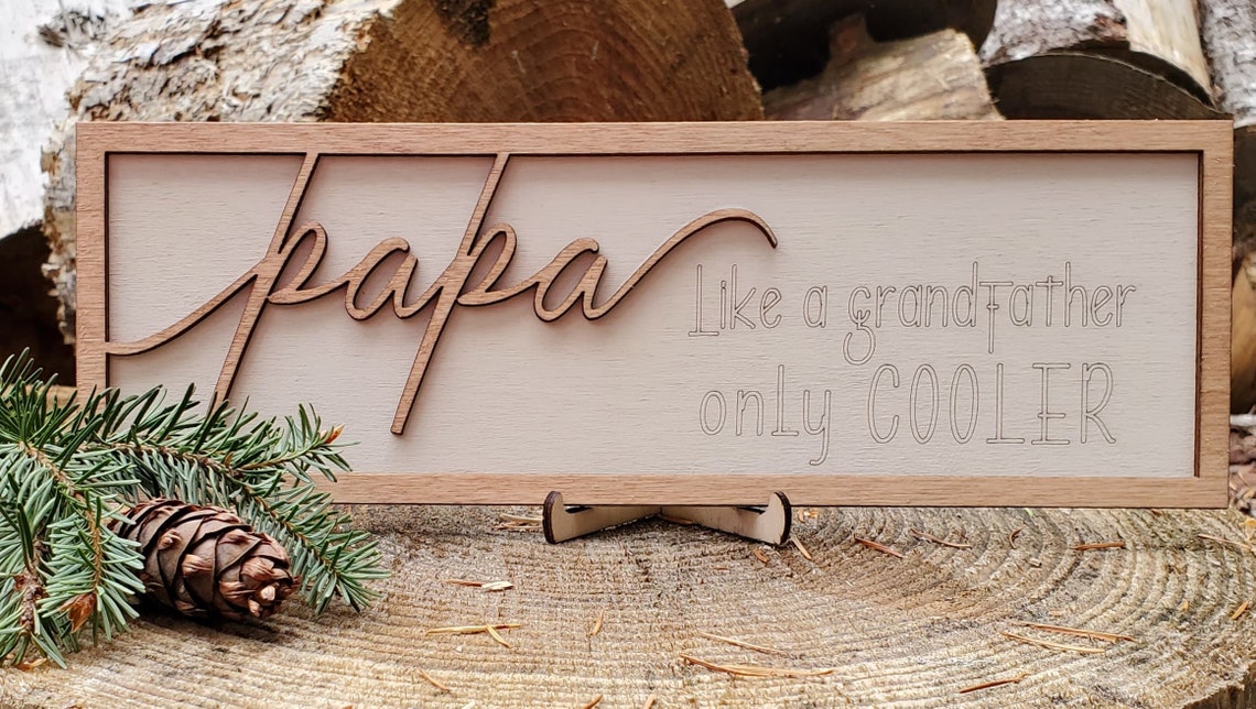 Set of 4 Grandpa Signs SVG File Laser Ready Glowforge | Etsy