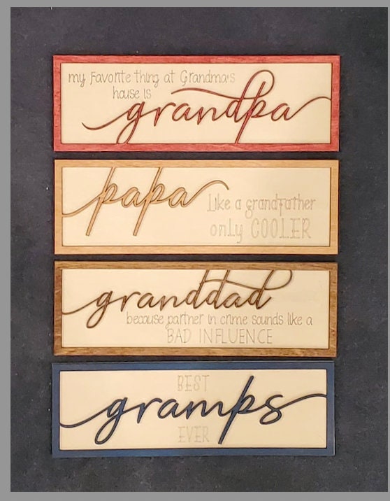 Set of 4 Grandpa Signs SVG File Laser Ready Glowforge - Etsy