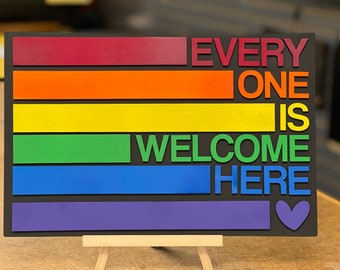 Pride Welcome Sign Round Wood Sign SVG Laser Cut Round - Etsy