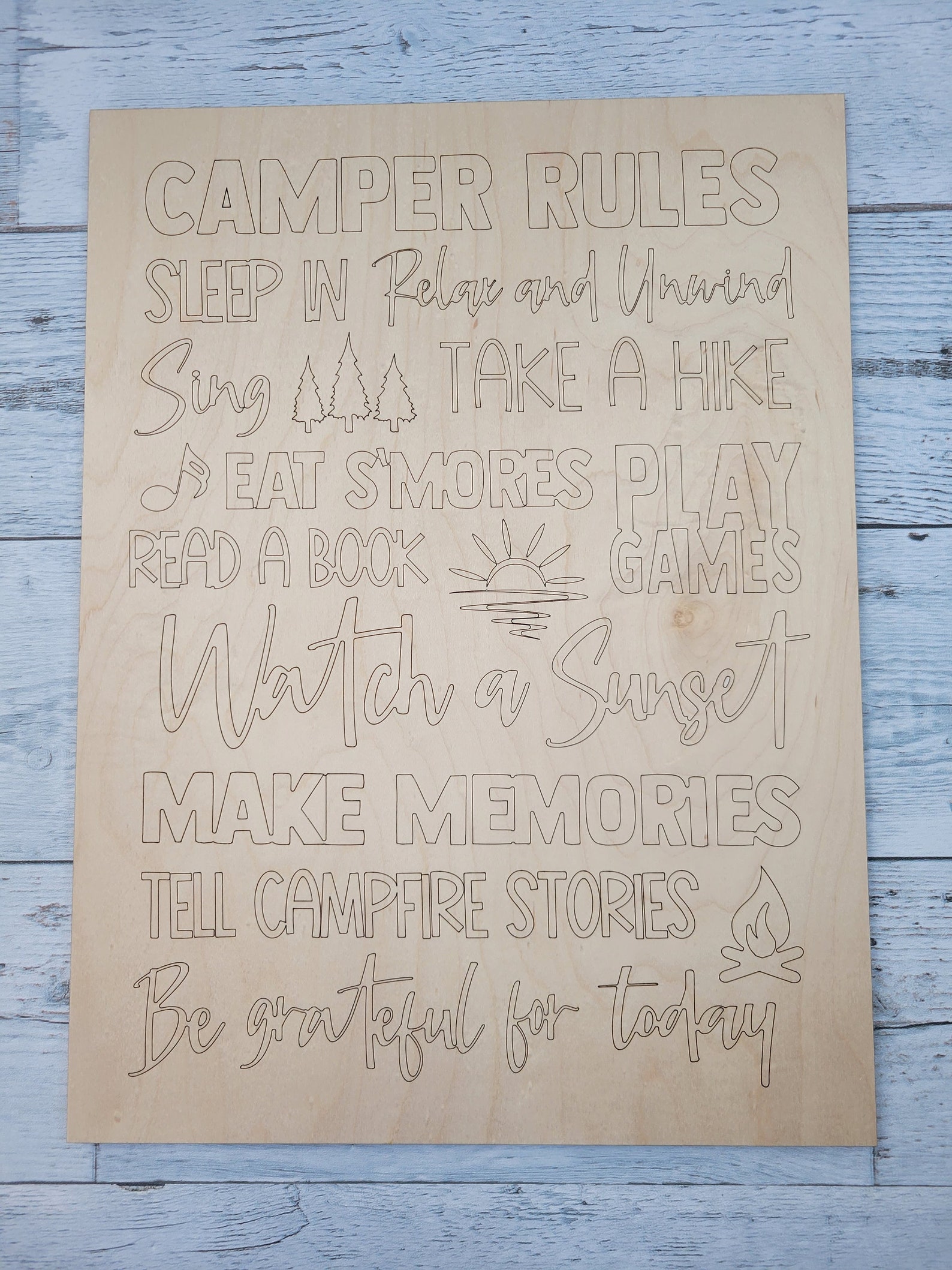 Camper Rules Laser Ready SVG File Camping Outdoors Word Art Sign Father ...