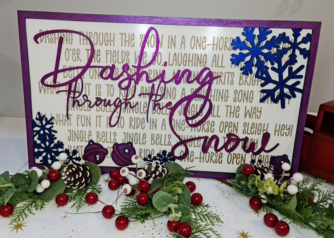 Jingle Bells Dashing Through the Snow SVG Laser Ready Christmas Carol ...