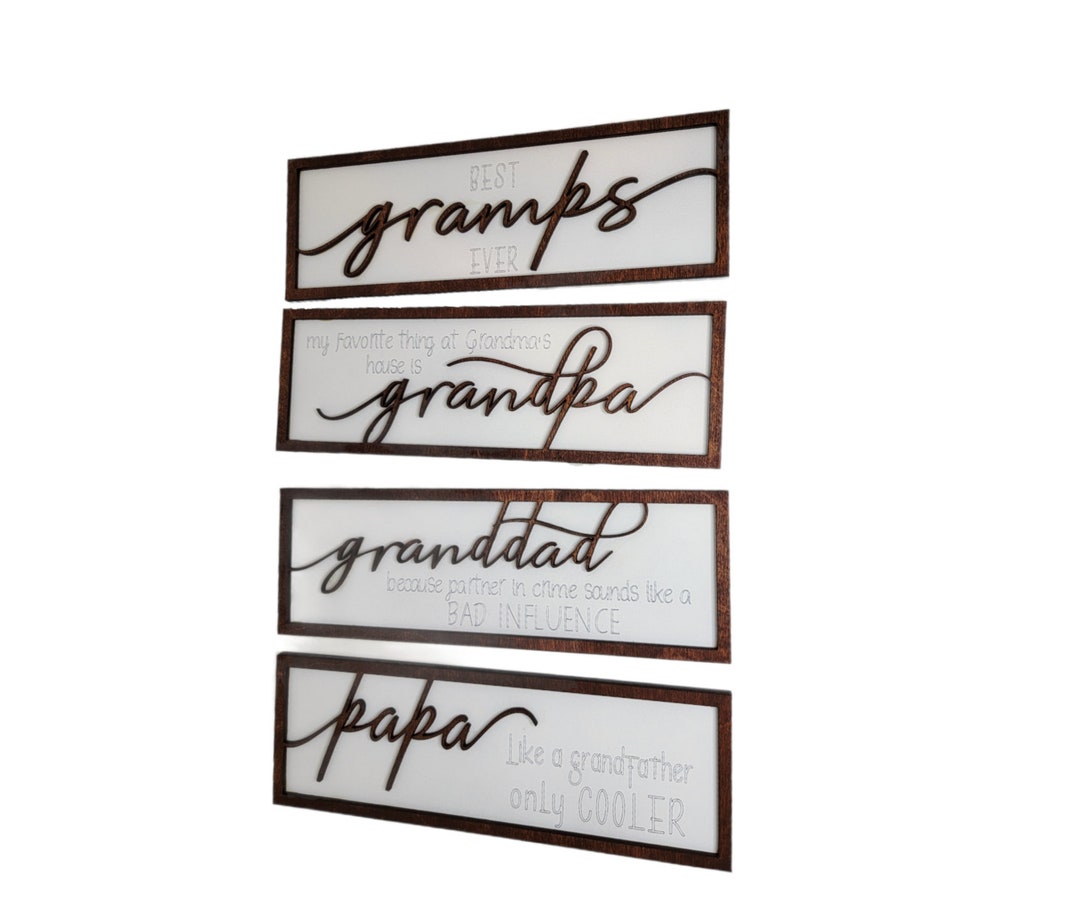 Set of 4 Grandpa Signs SVG File Laser Ready Glowforge - Etsy