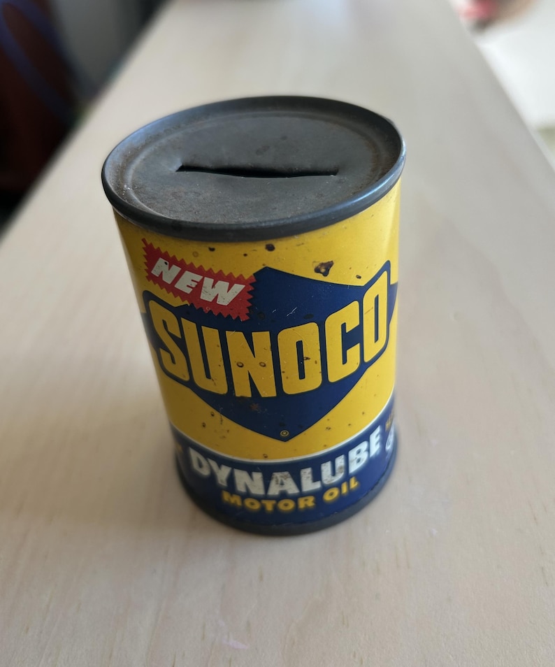 Vintage Bank Sunoco Dynalube Motor Oil Can - Etsy