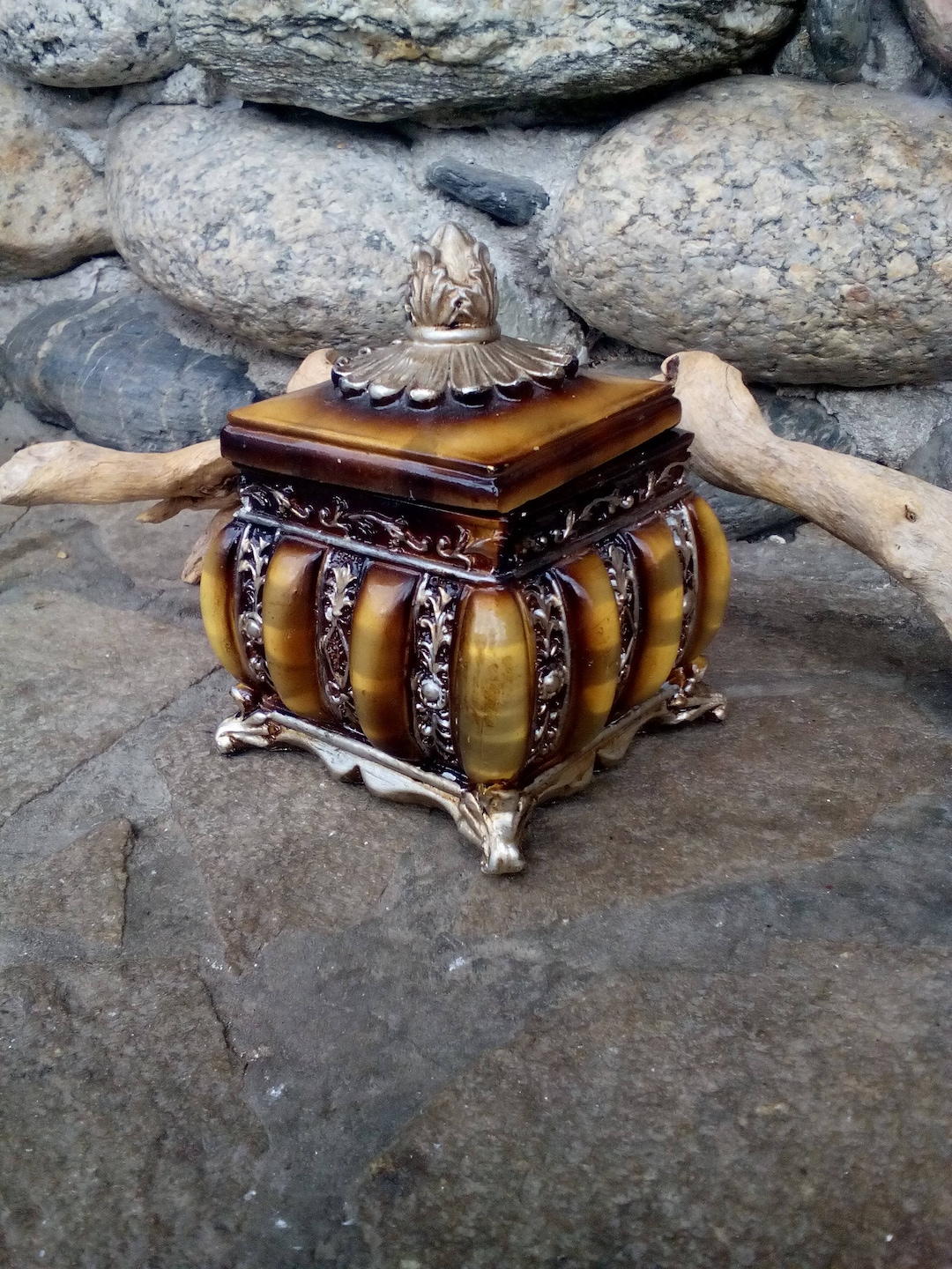 Vintage Ceramic Box - Vintage Ceramic and Wooden Box - Old Ceramic ...