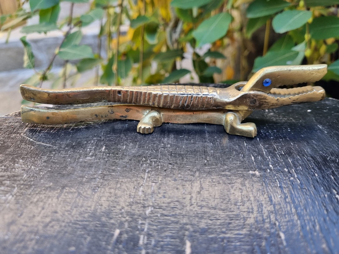 Vintage Bronze Nutcracker Crocodile Old Bronze Alligator Solid Brass ...