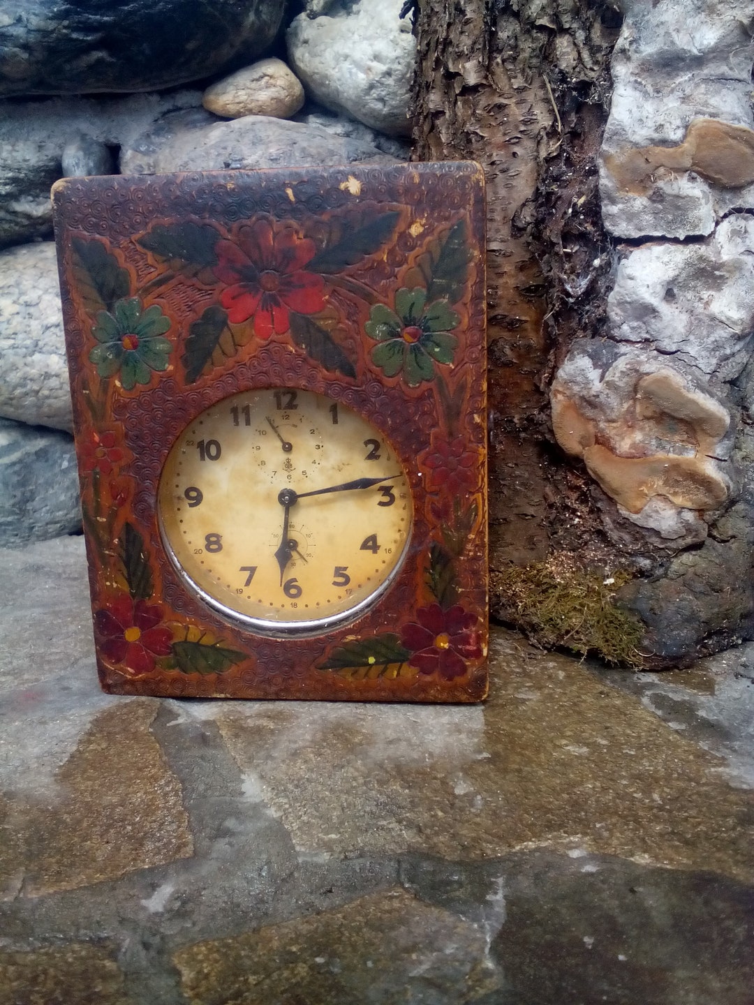 Antique Clock Box and Gustav Becker Alarm Clock Old Wooden Display Box ...