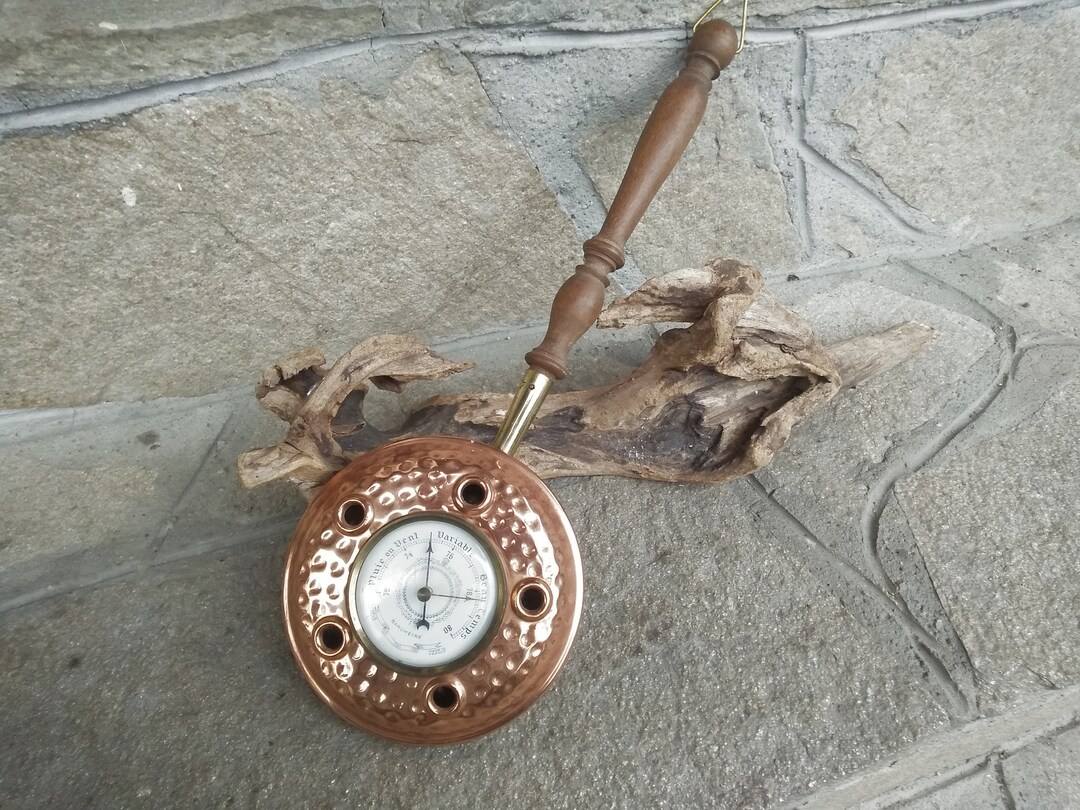 Vintage Made in France Barometer Old Bronze Frying Pan Barometer Unique ...