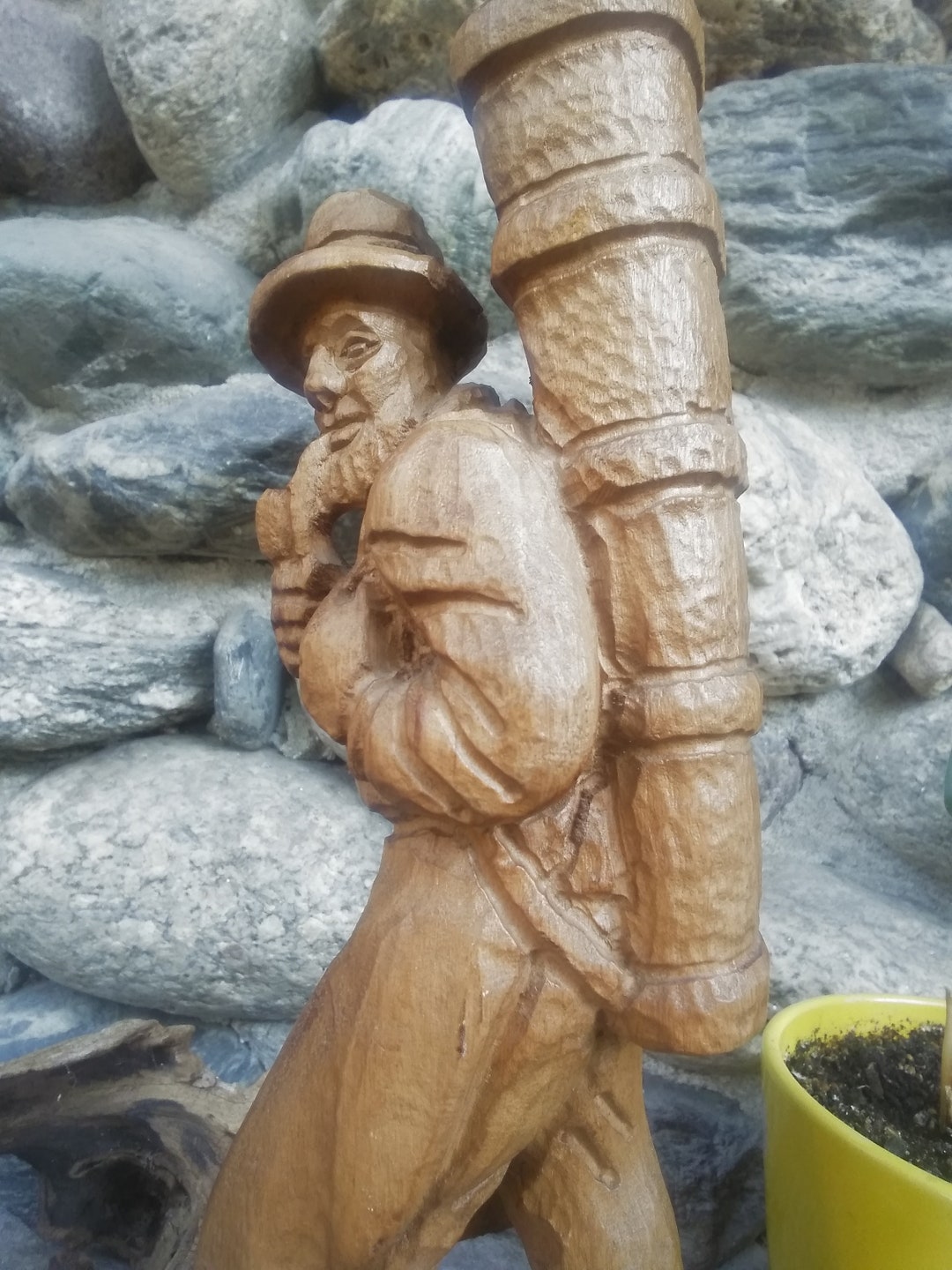 Vintage Wooden Sculpture Handmade Wooden Figure Old Figure Old Man Very ...