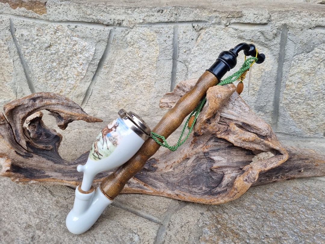 Old Porcelain Tobacco Pipe Vintage Porcelain Pipe Old Smoking Pipe With ...