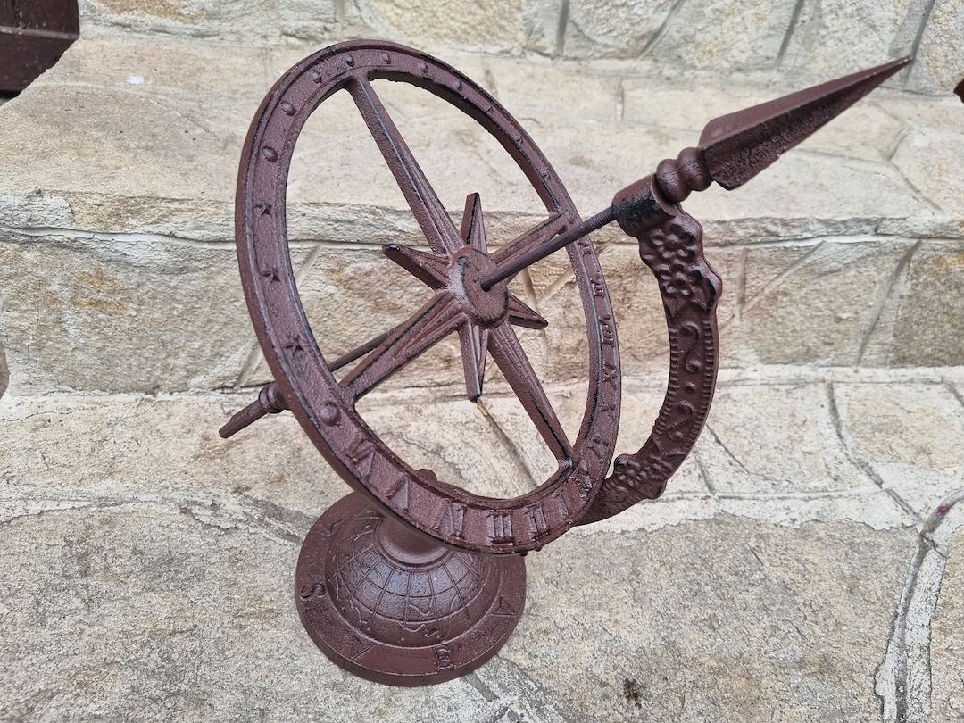 Antique Cast Iron Sundial Garden Ornament - Weatherproof Decorative ...