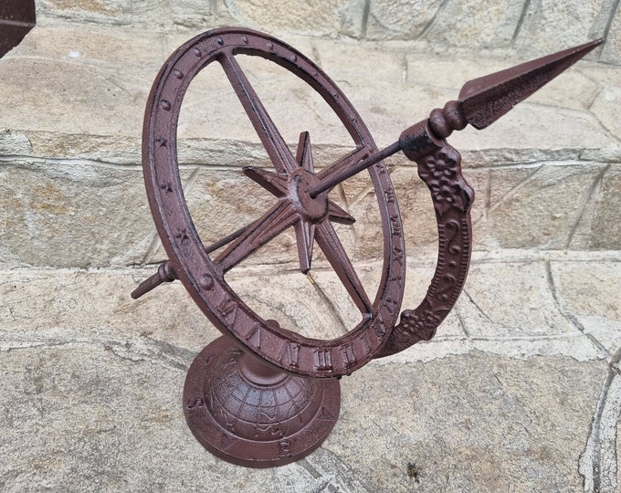 Antique Cast Iron Sundial Garden Ornament - Weatherproof Decorative ...