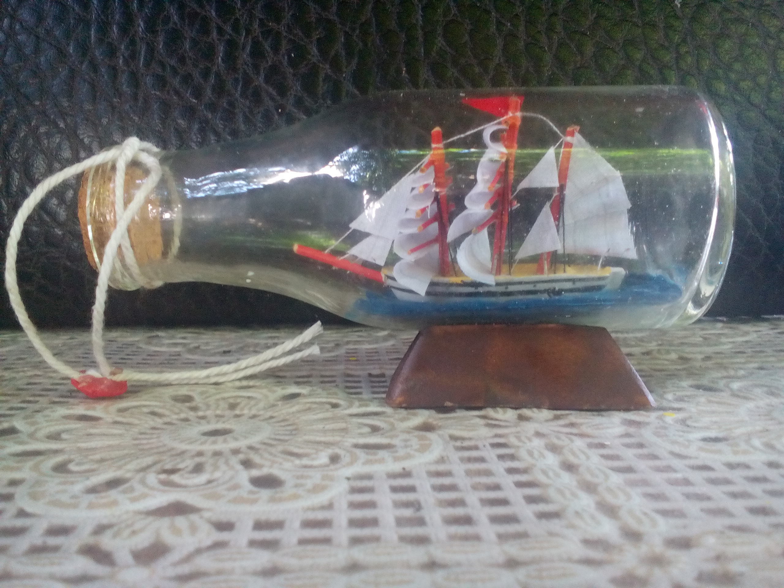 Old Ship in Glass Bottle Pirate Ship of Wood Nautical Folk | Etsy