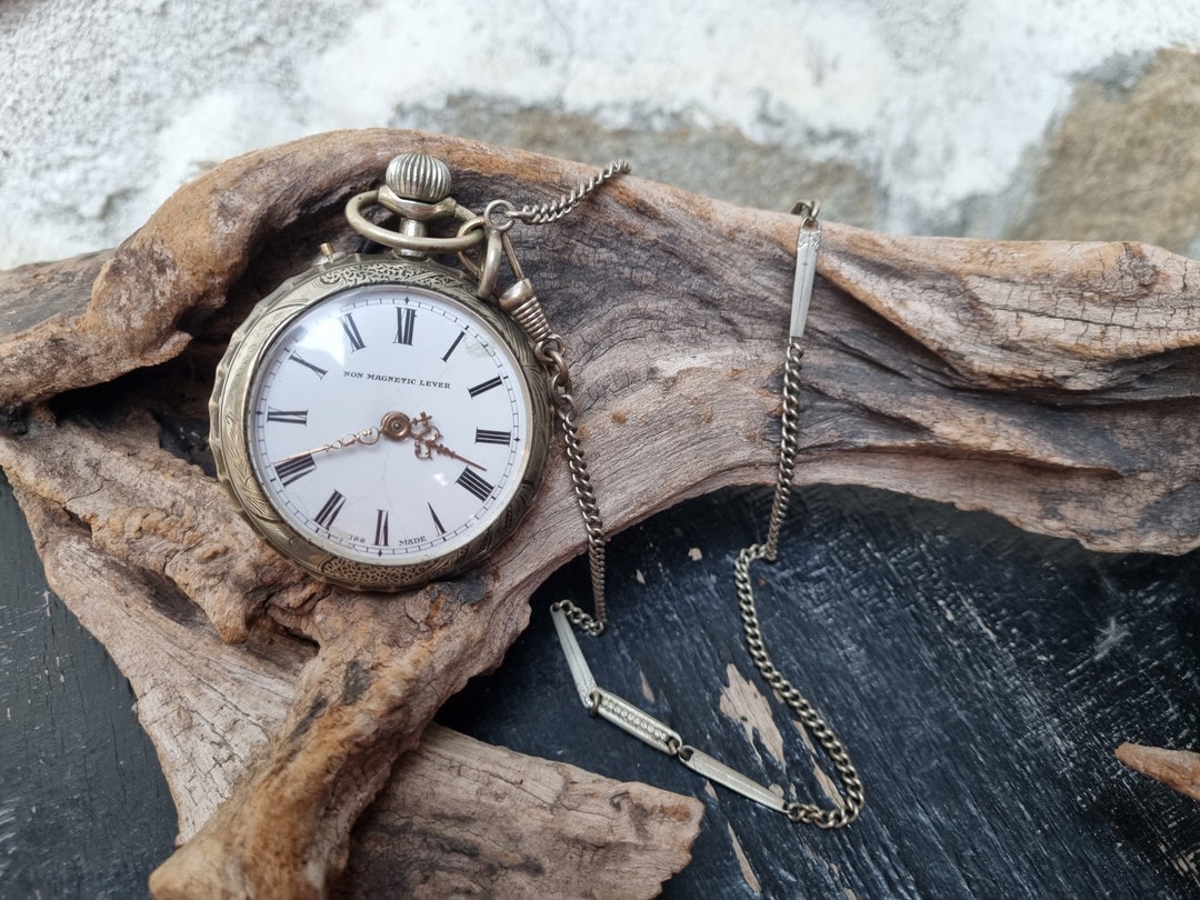 Antique Silver Pocket Watch Old Silver Pocket Watch Swiss Made Vintage ...