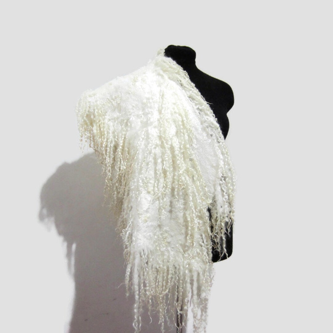 Scarf Long Winter White Scarf Wool Felting Handmade Warm Scarf - Etsy