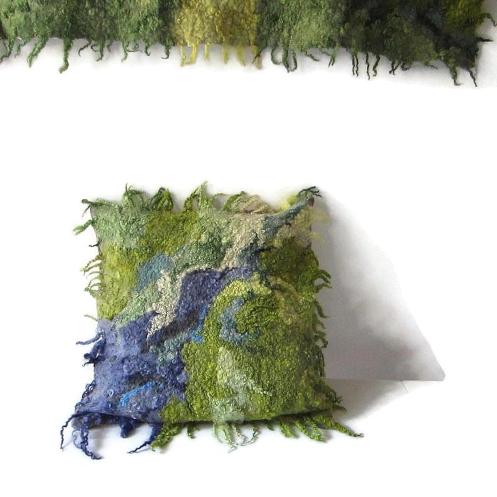 Pillow Cover Felted Handmade Decorative Pillowcase OOAK Eco Style Wool ...