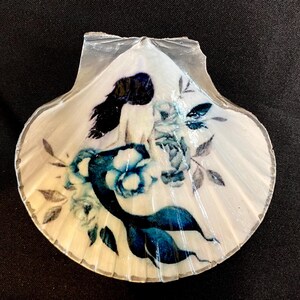 Beautiful Scallop Shell Jewelry Dish W Mermaid Design, Ring/trinket ...