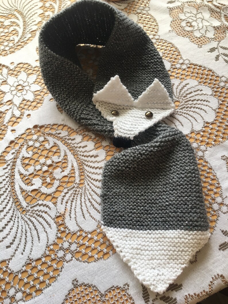 Easy Knit Retro Garter Stitch Silver Fox Scarf A4 Laminated - Etsy