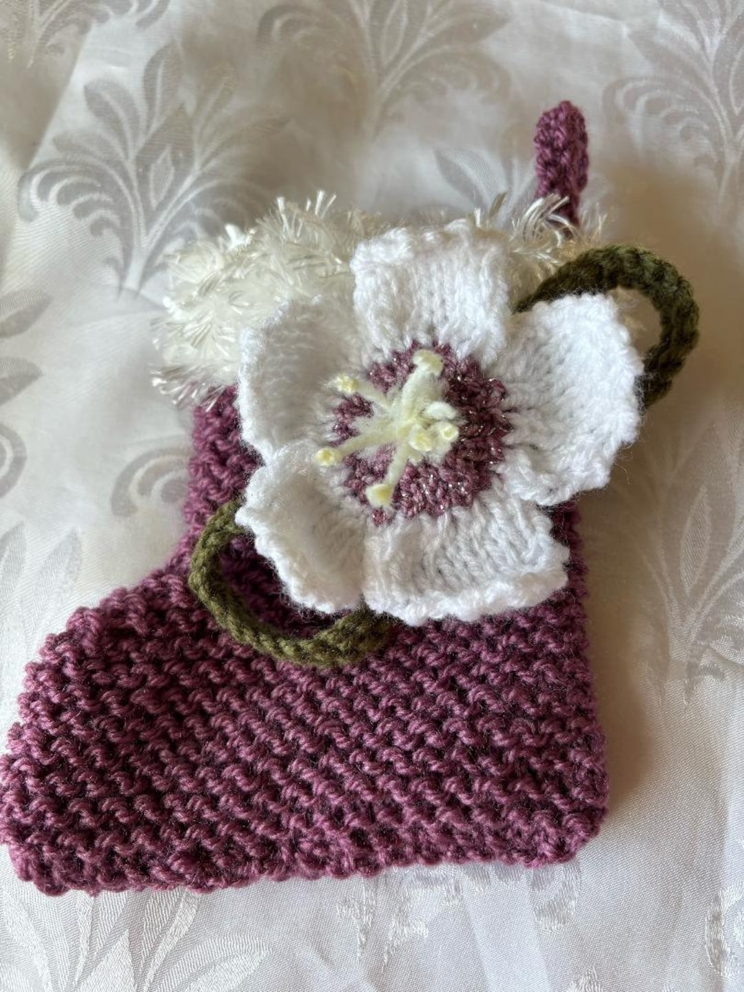 PDF Christmas Rose Stocking DK Knitting Pattern Gift Stocking - Etsy